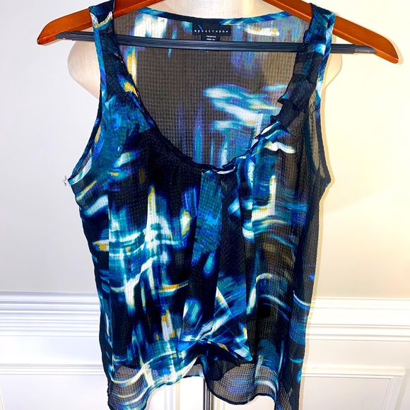 Apostrophe | Tops | Apostrophe Tops Sheer Black With Blue Pattern ...